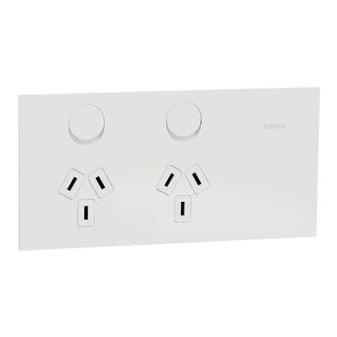 Clipsal Solis T Double Powerpoint White Ceramic — Powerpoints and Switches