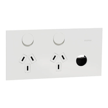 Clipsal Solis T Double Powerpoint Whte Ceramic — Powerpoints and Switches