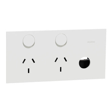 Clipsal Solis Double Powerpoint Zen White — Powerpoints and Switches