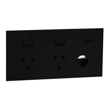 Clipsal Solis T Double Powerpoint Ebony Aluminium | Clipsal Solis T ...