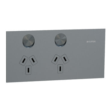 Clipsal Solis T Double Powerpoint Platinum — Powerpoints and Switches