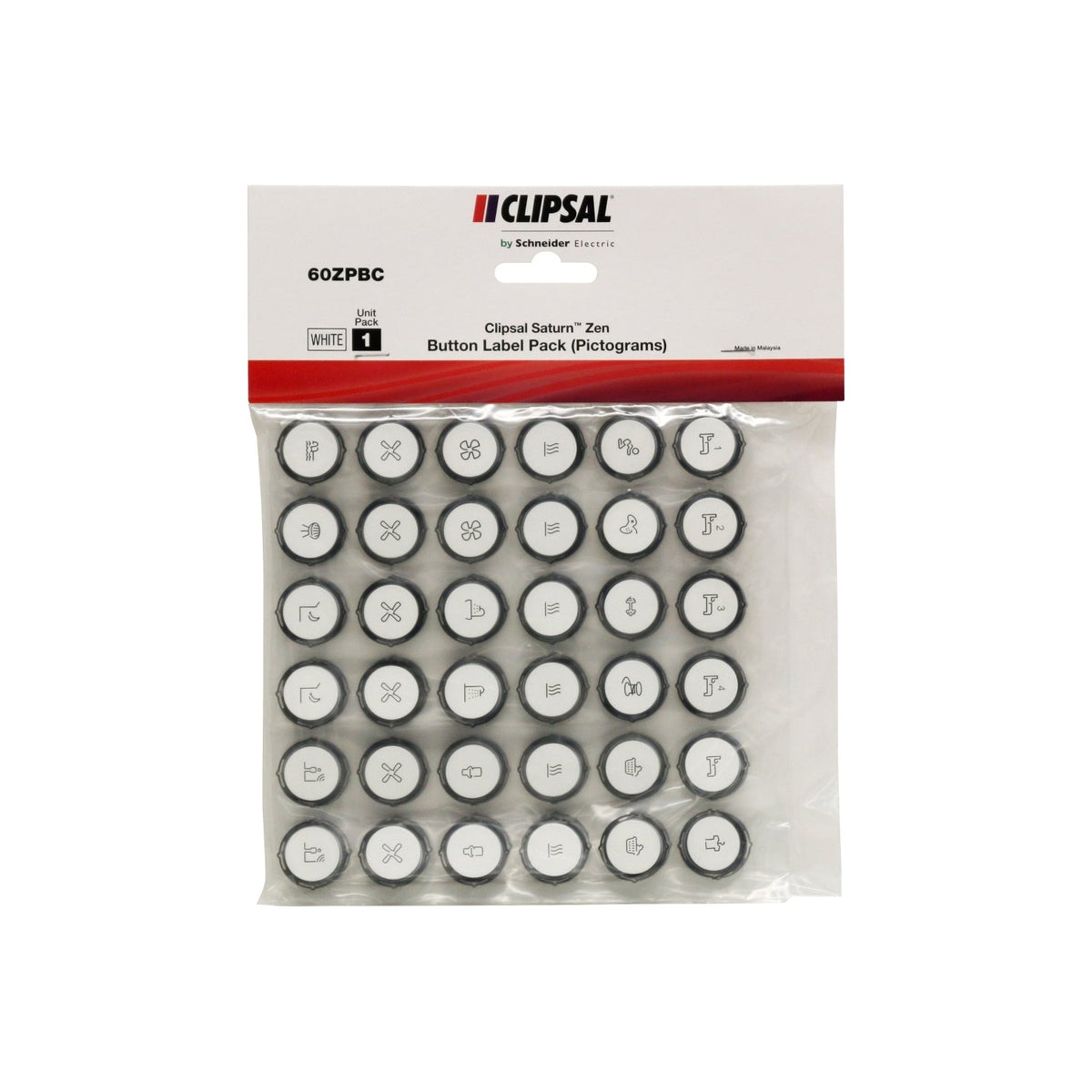 Clipsal Saturn Zen Identification Caps — Powerpoints and Switches